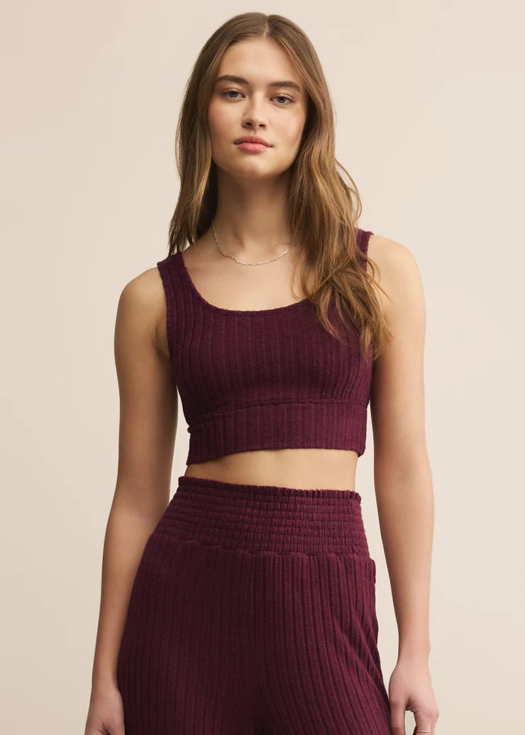 Zoe Rib Tank Bra- Merlot – Harper and Grey House